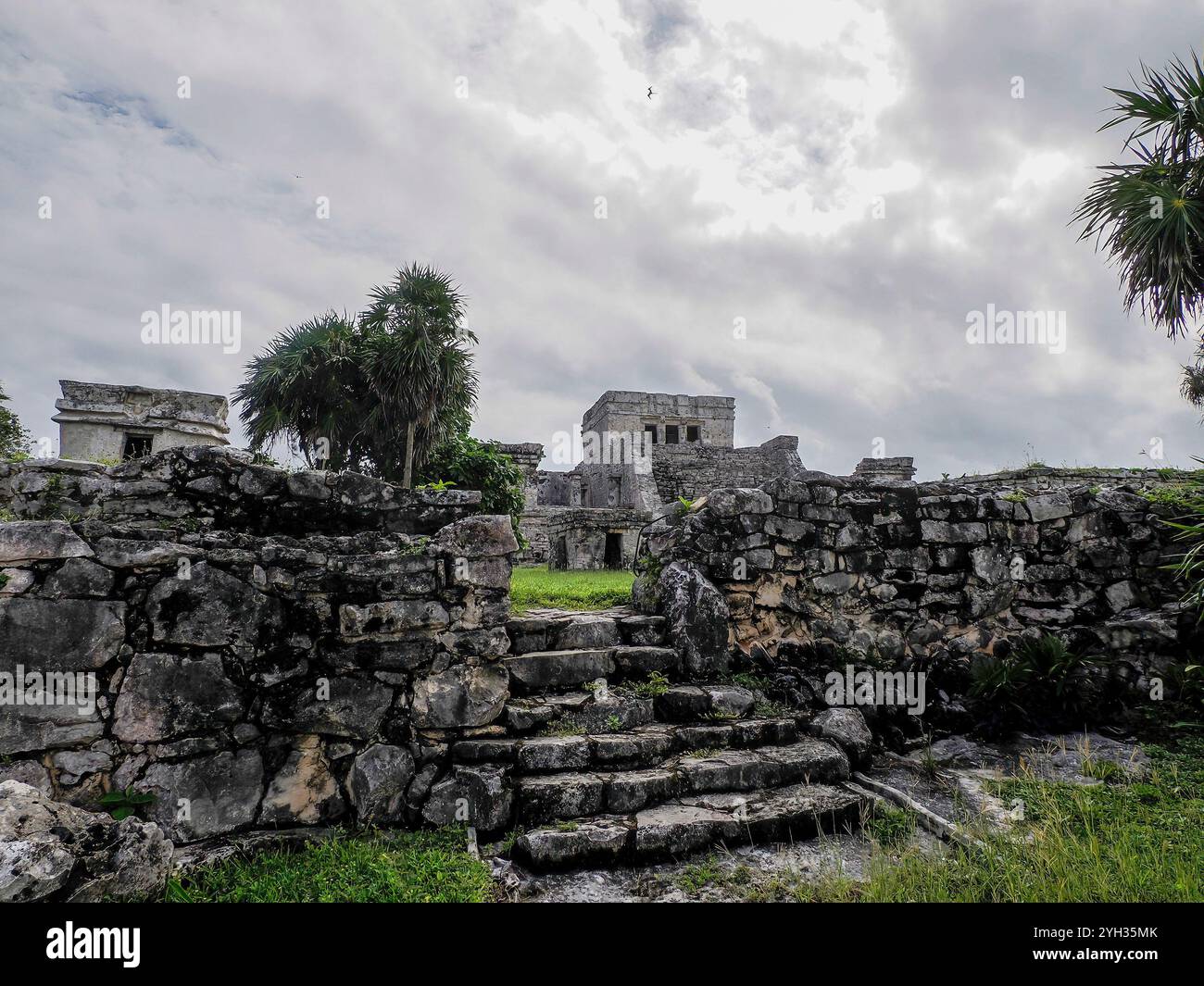 The Temple of descending god in Tulum maya historical archeological ...