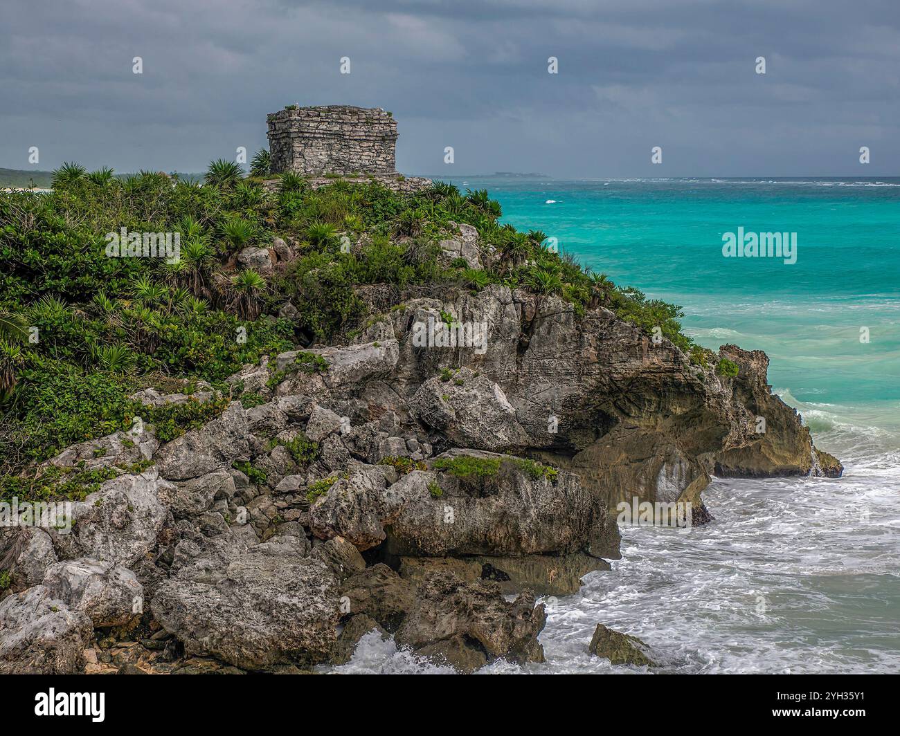 Temple of the god of the wind Tulum maya historical archeological site ...