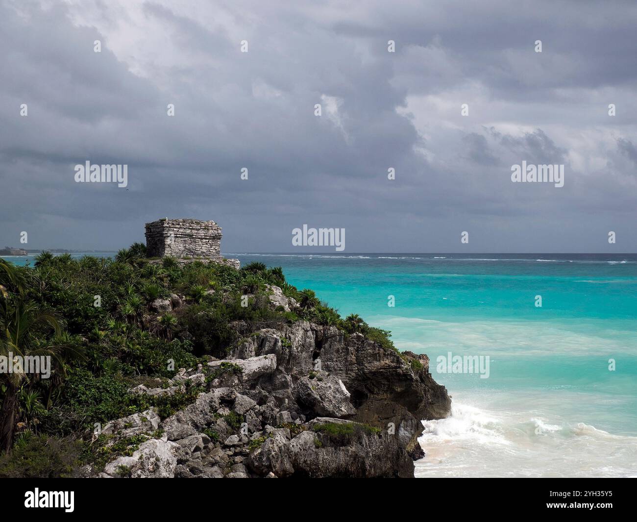 Temple of the god of the wind Tulum maya historical archeological site ...