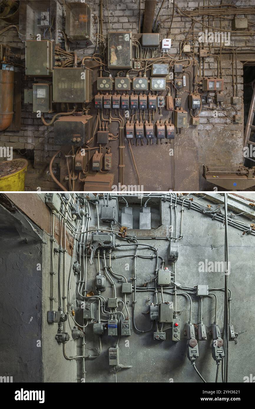 Above wall with switches and fuses in the bronze powder production ...