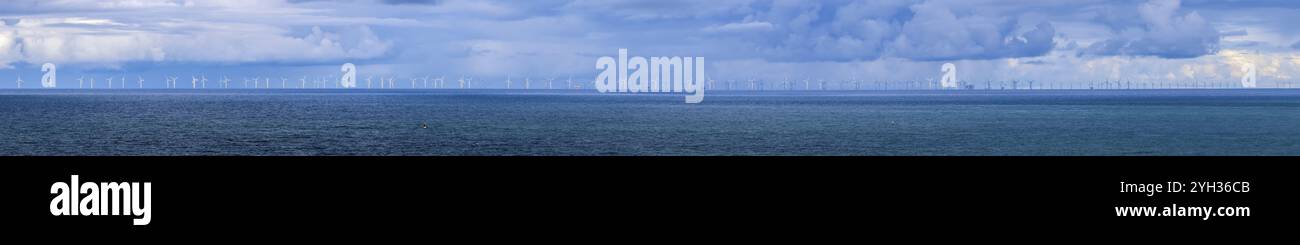 Panoramic photo offshore wind farm in the middle of the deep blue North ...