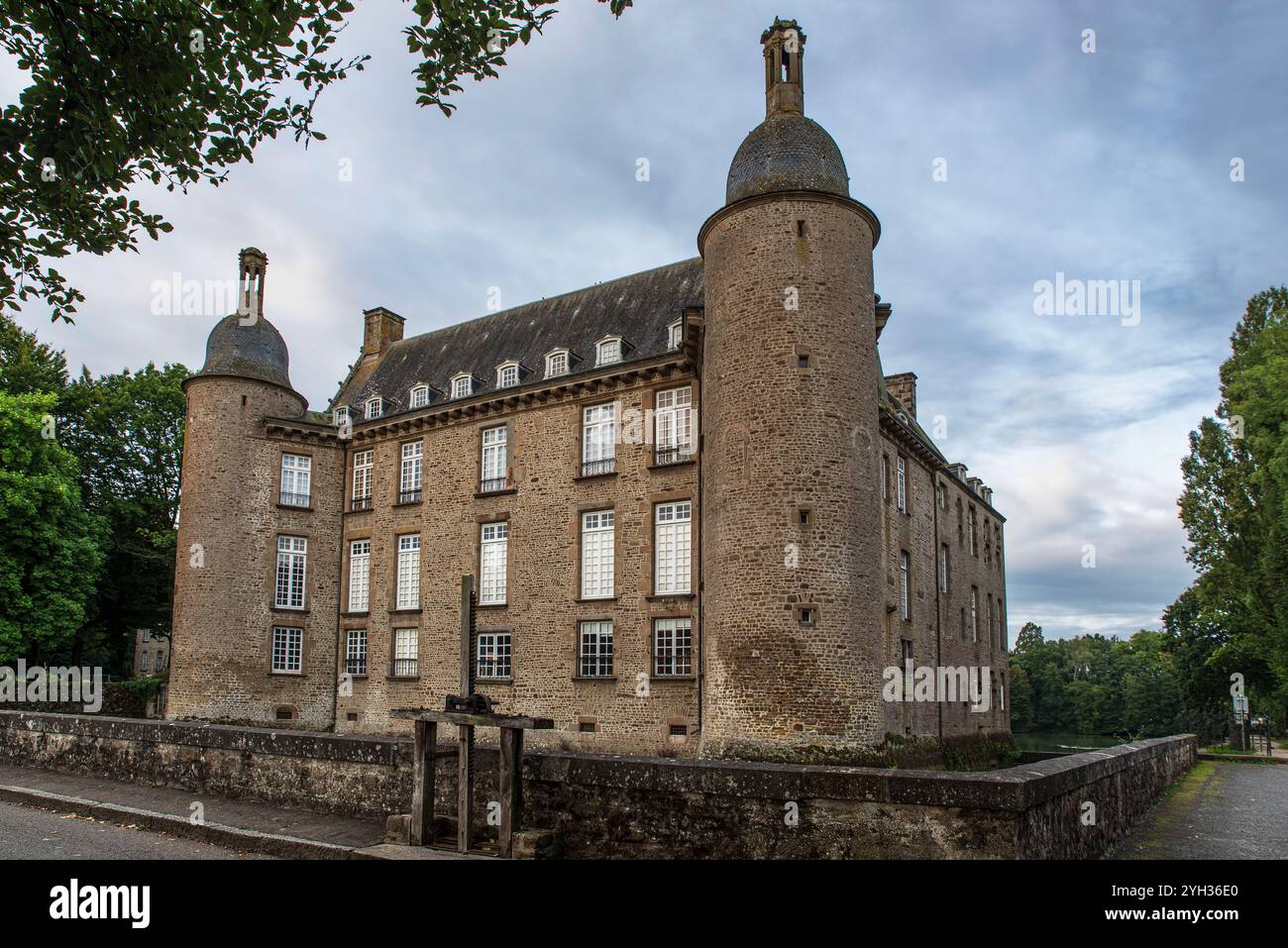 Architecture of the medieval castle of Flers in Normandy, France Stock ...
