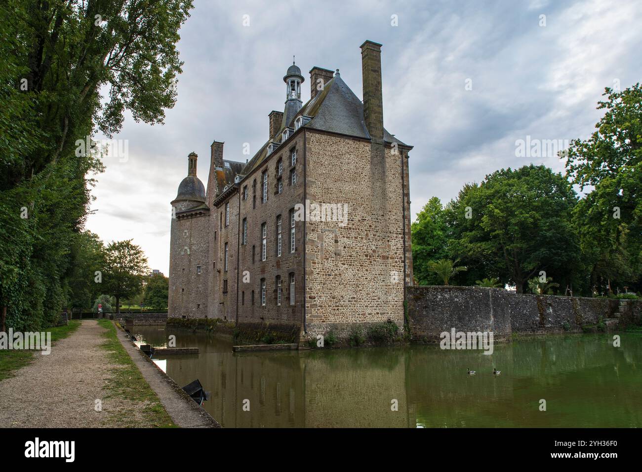 Architecture of the medieval castle of Flers in Normandy, France Stock ...