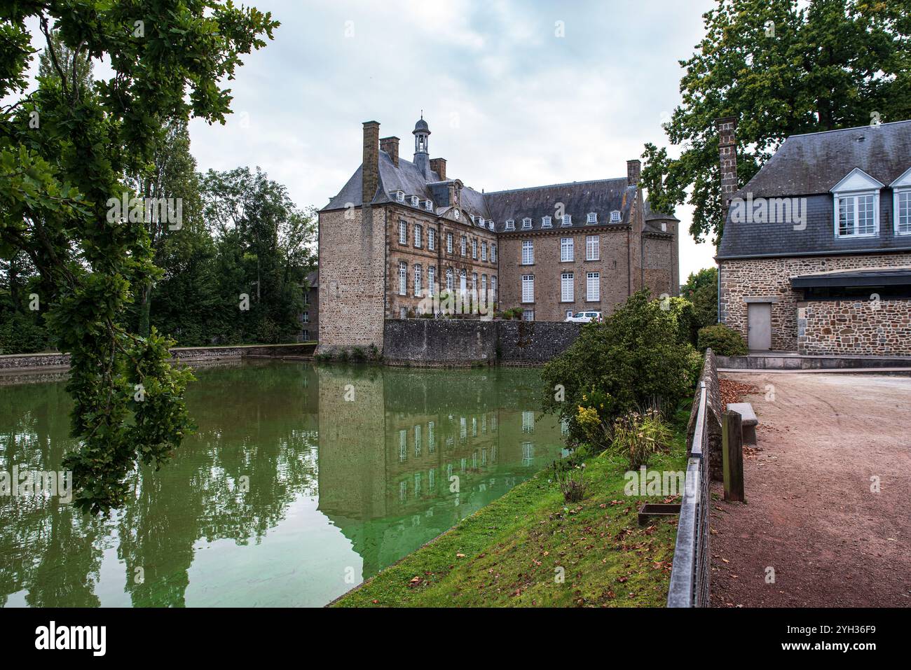 Architecture of the medieval castle of Flers in Normandy, France Stock ...