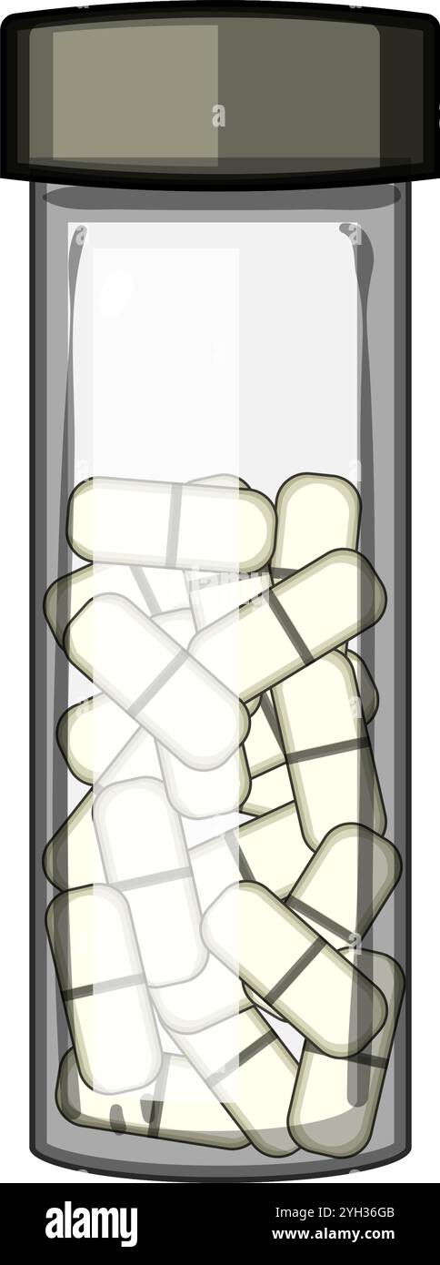 container pill bottle cartoon. safety cap, dosage refill, storage ...