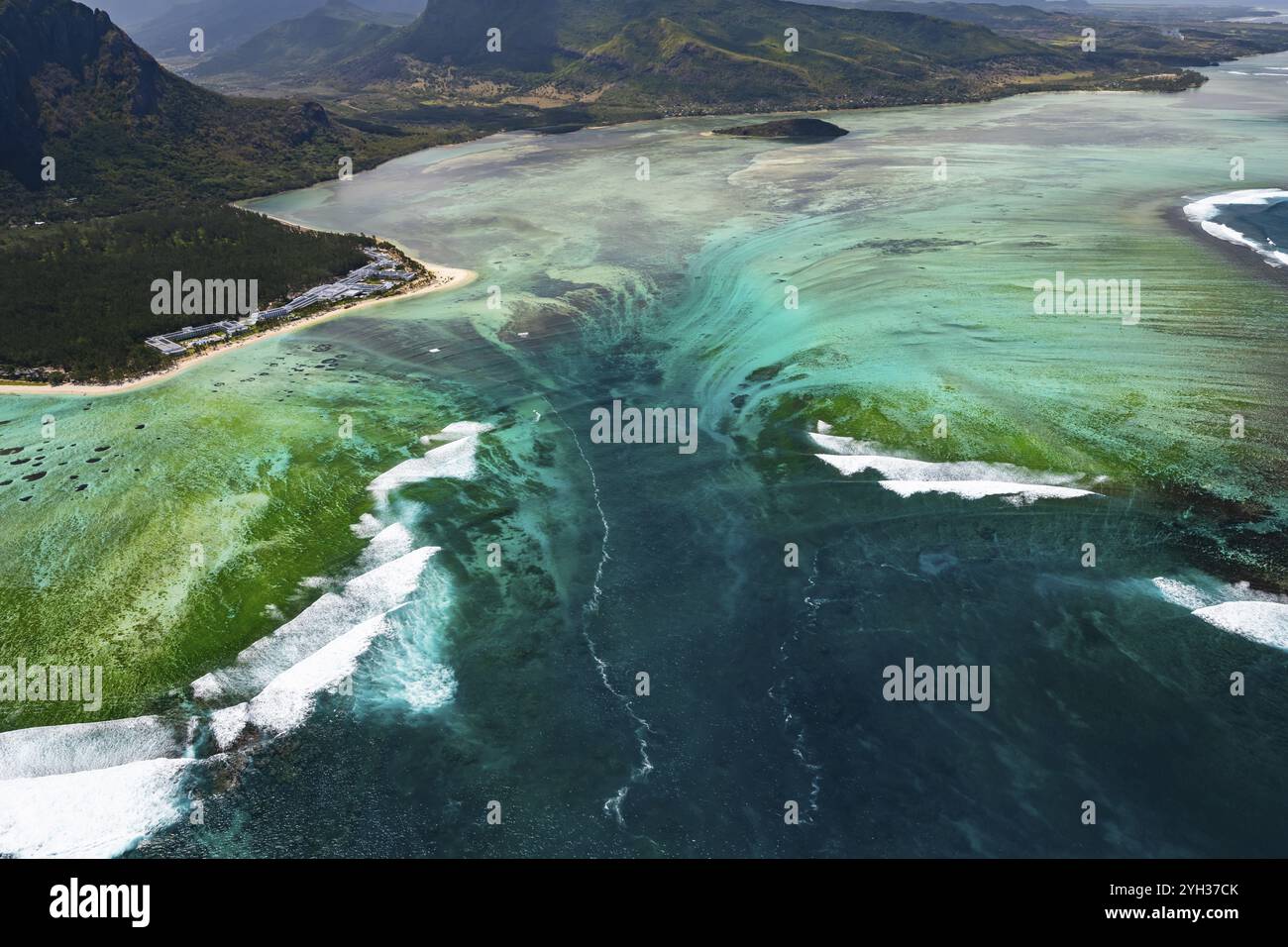 Underwater waterfall, optical illusion, natural phenomenon, aerial view ...