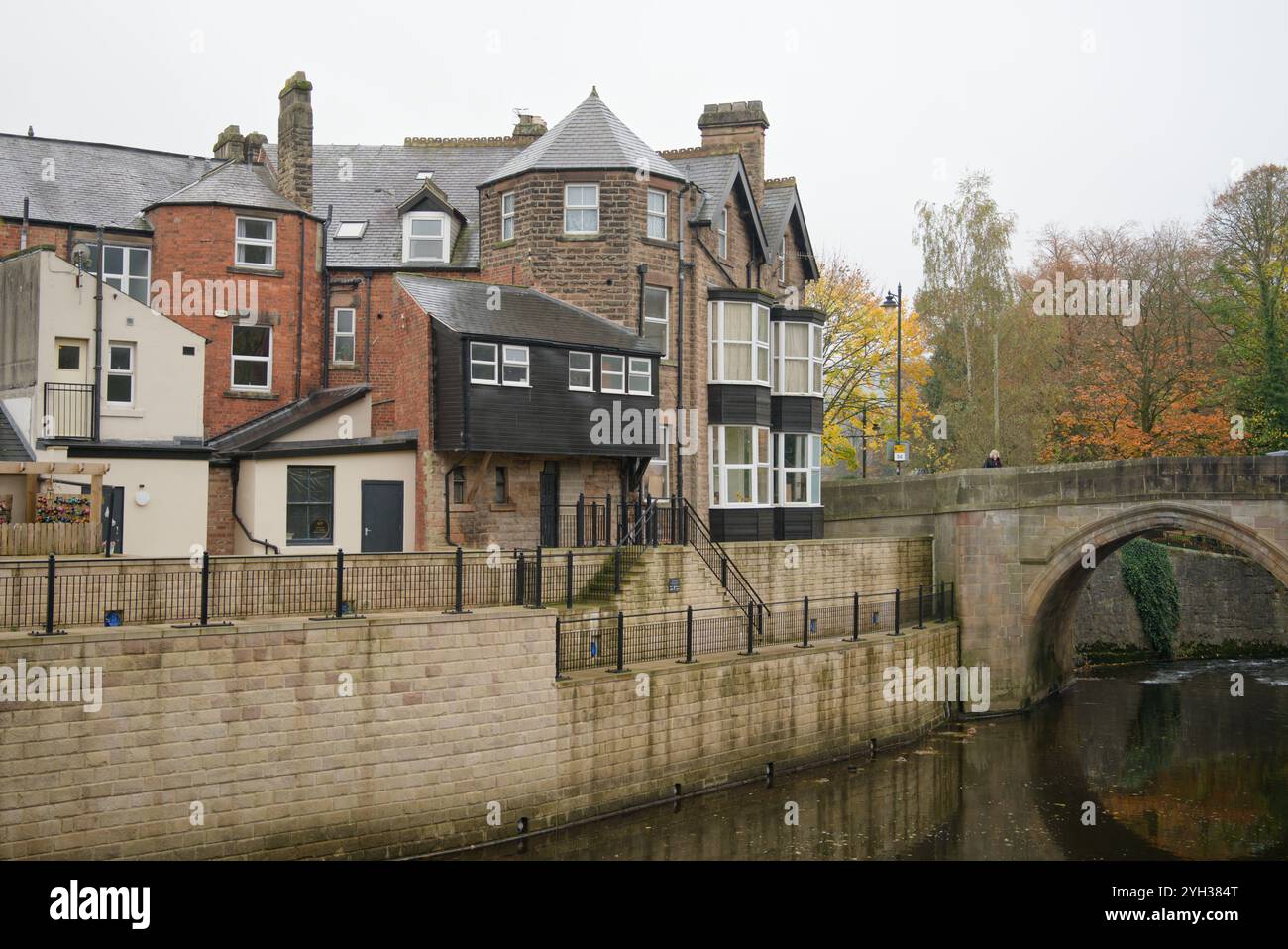 Old stone river bridge in Matlock, Derbyshire, UK Stock Photo - Alamy