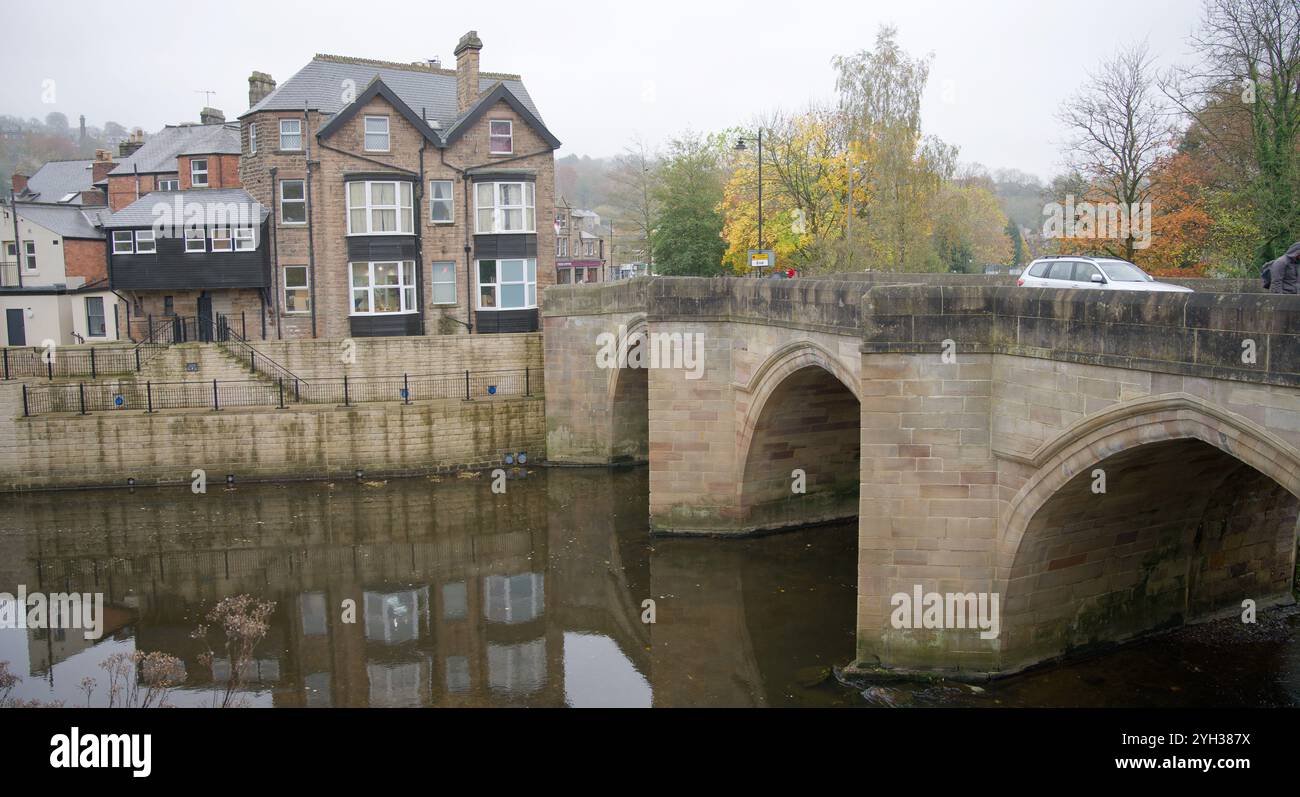 Old stone river bridge in Matlock, Derbyshire, UK Stock Photo - Alamy