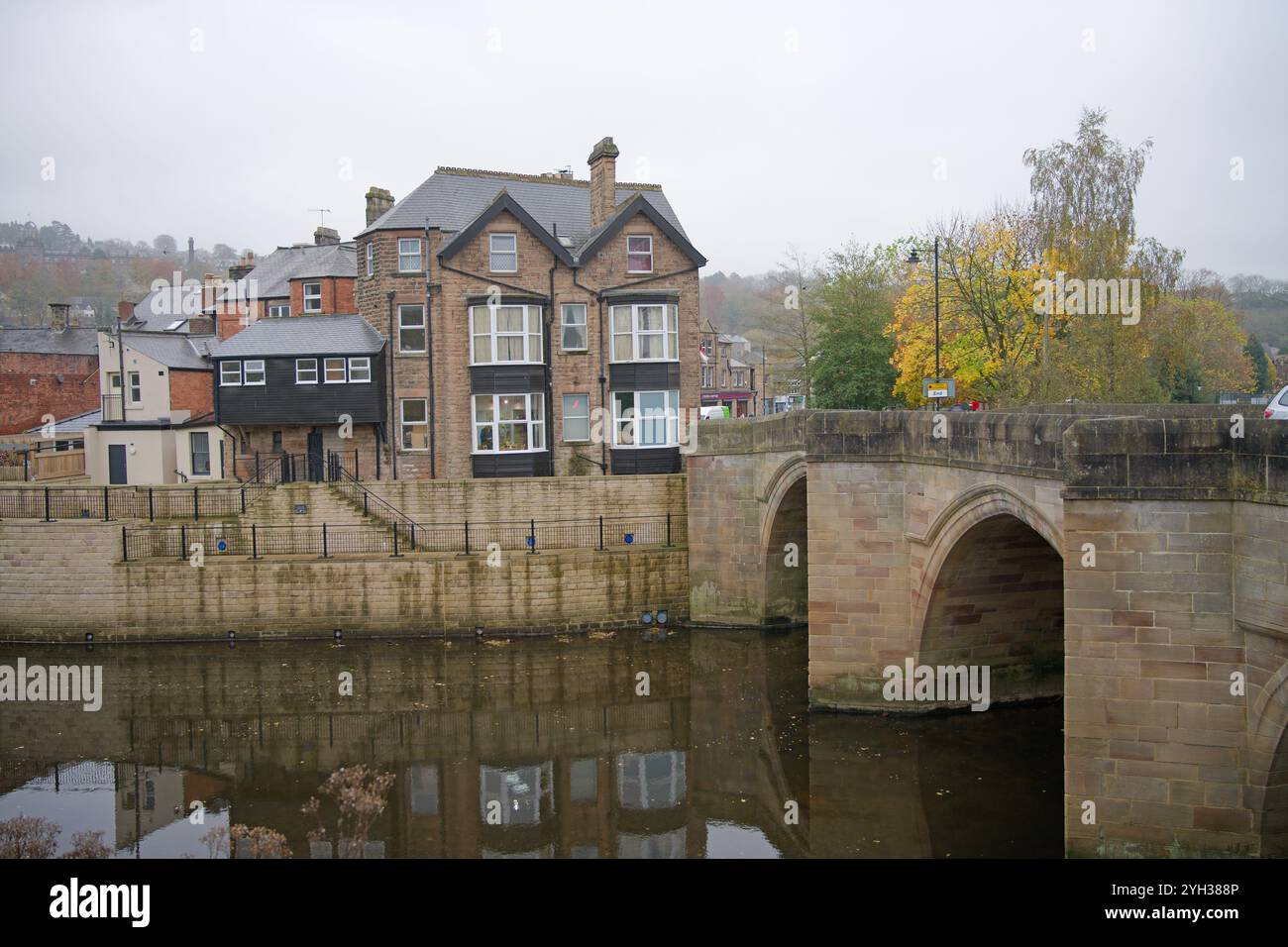 Old stone river bridge in Matlock, Derbyshire, UK Stock Photo - Alamy