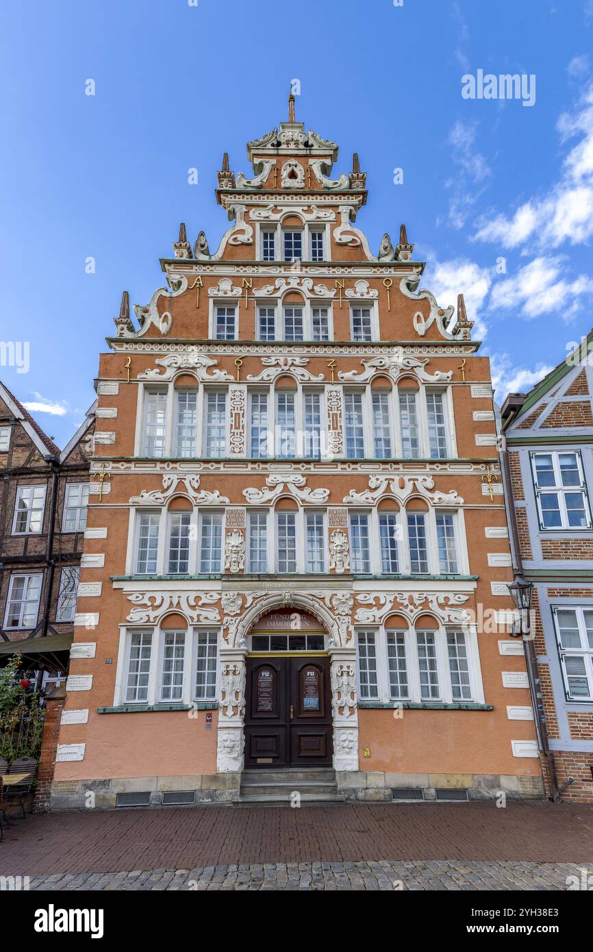 Weser Renaissance facade of the historic Mayor Hintze House in the old ...