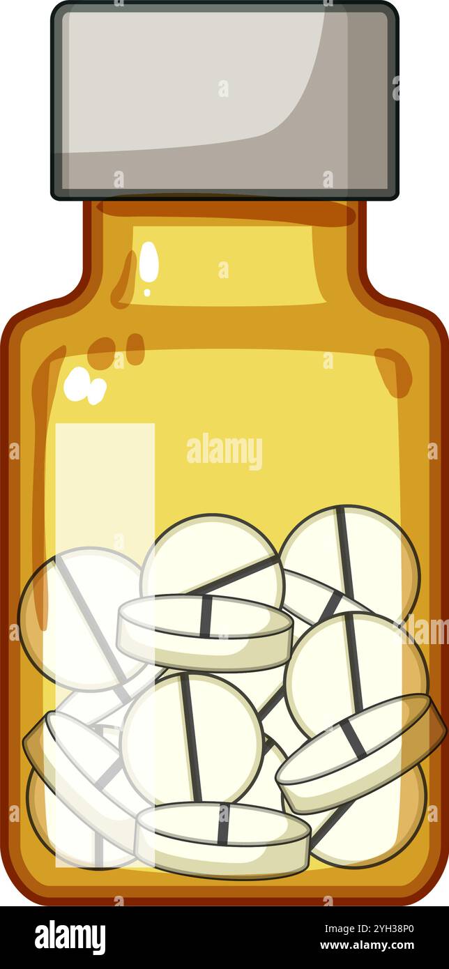 childproof pill bottle cartoon. box dispenser, capsule tablet, overdose ...