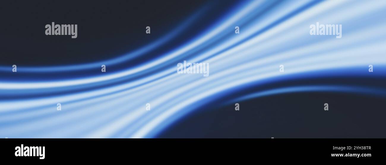 Light blue glowing abstract wave on dark blue background grainy texture ...