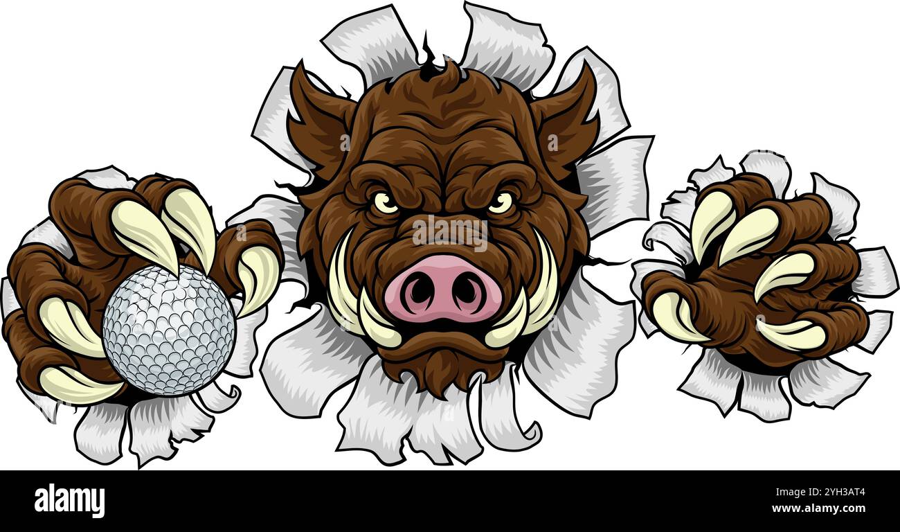 Boar Wild Hog Razorback Warthog Pig Golf Mascot Stock Vector Image ...