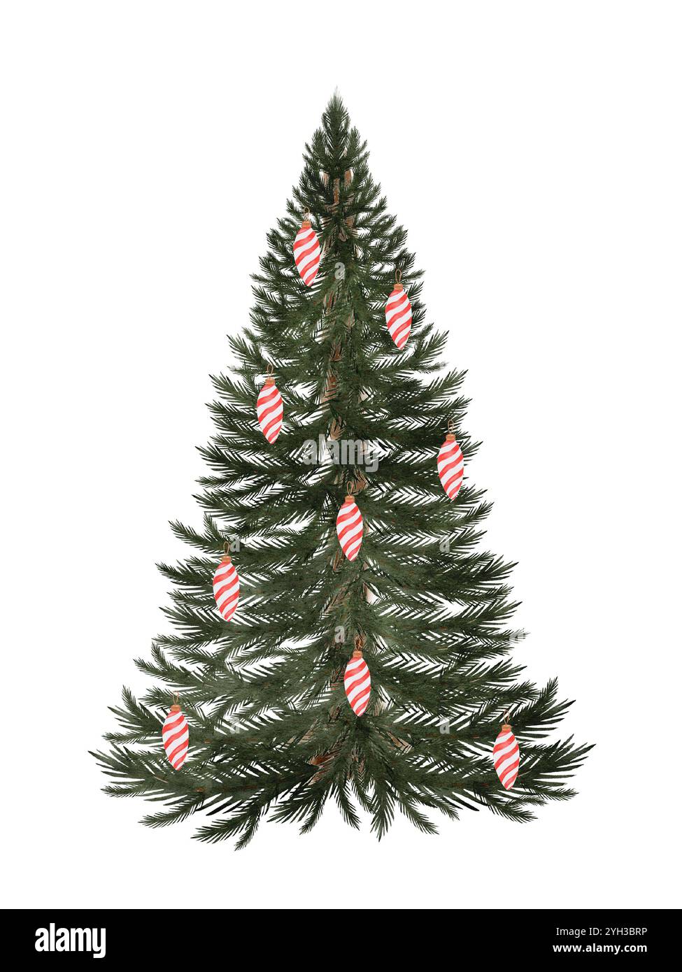 Christmas card with a Christmas tree watercolor. Hand drawn vintage ...