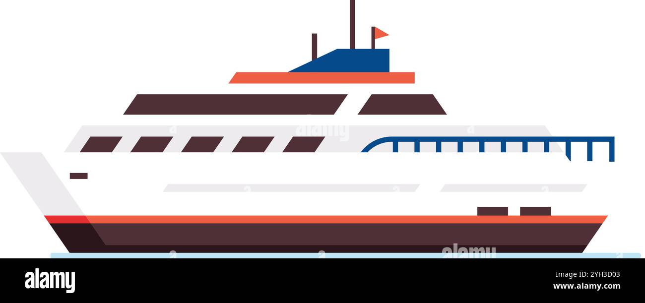 Large, modern passenger ferry boat sailing on calm water, side view ...