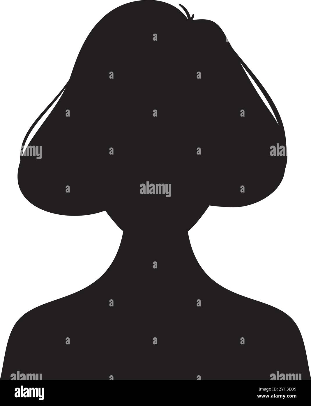 Black silhouette of a woman with medium length hair facing forward ...