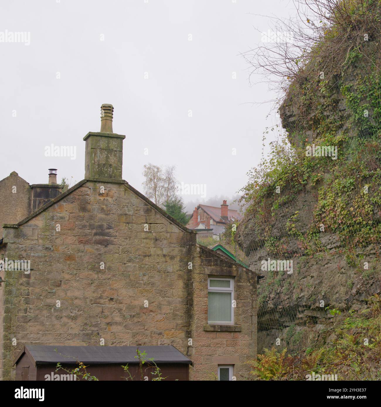 Old cottage home in Matlock, Derbyshire, UK Stock Photo - Alamy