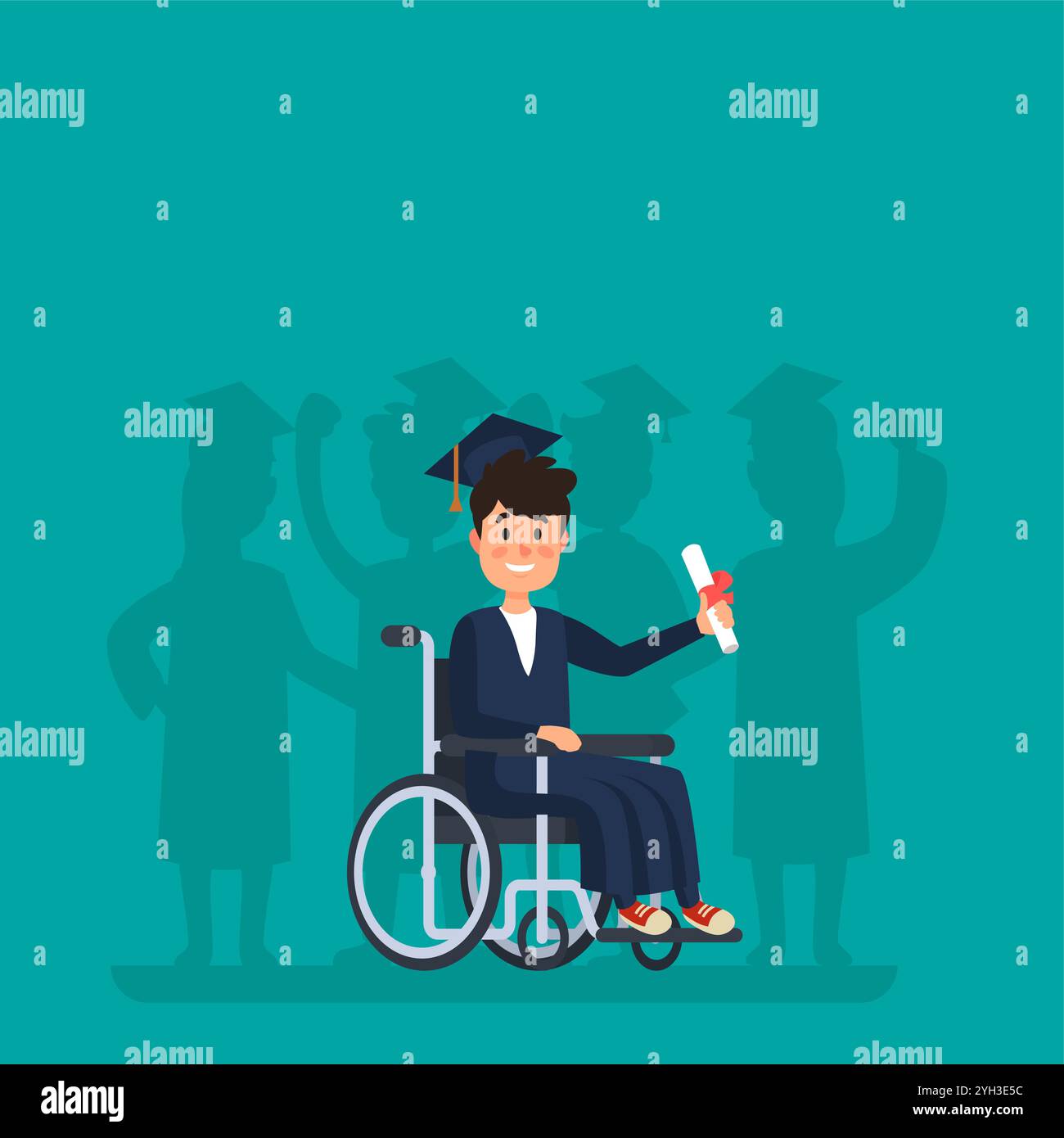 Celebrating academic achievement, a happy disabled graduate student in ...