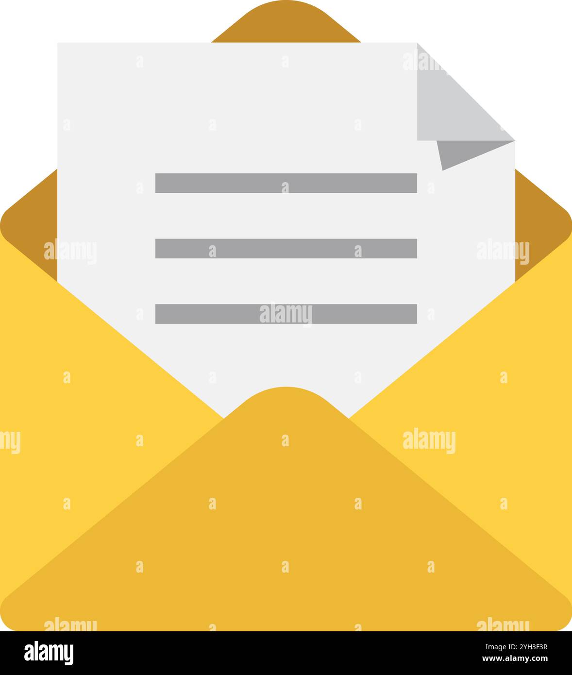 Yellow envelope with a letter inside symbolizes communication and mail ...