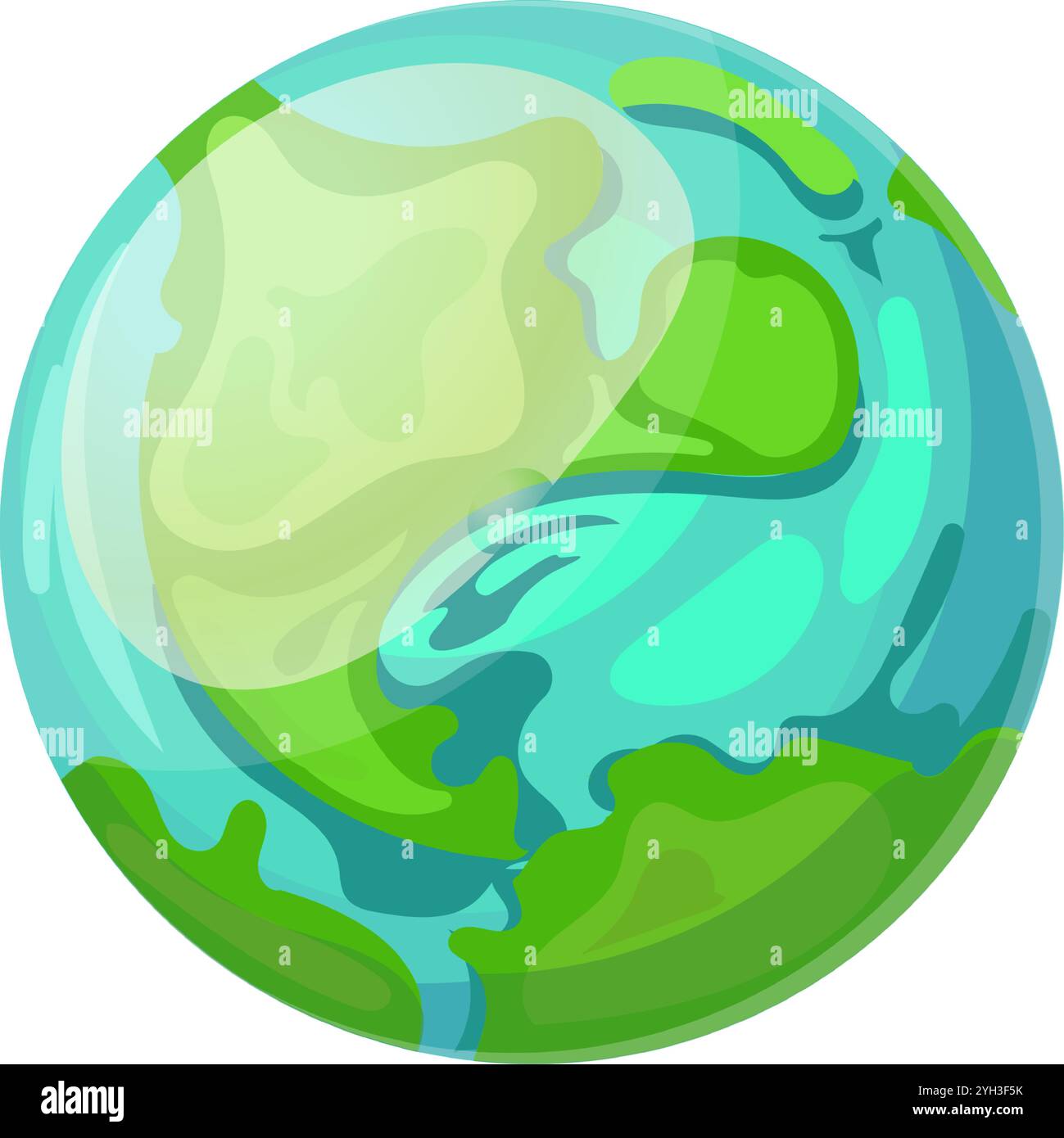 Cartoon drawing of planet earth globe is rotating, showing green ...
