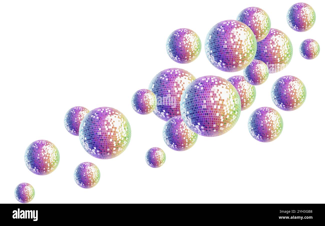 Retro disco ball in a diagonal seamless border in the style of 80s and ...