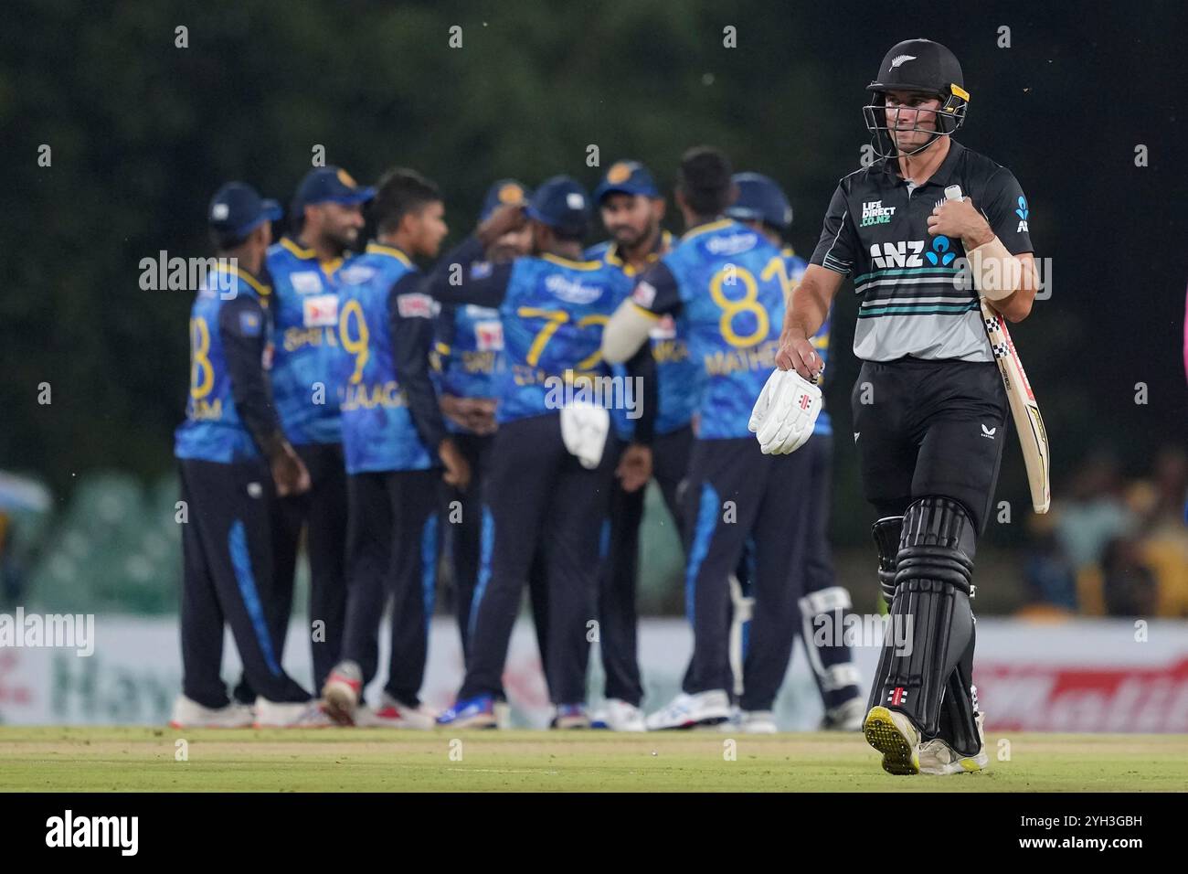 New Zealand's Tim Robinson leaves the ground after losing his wicket ...