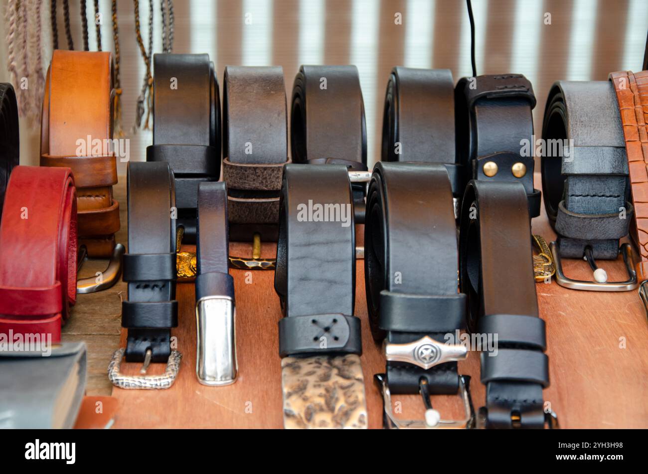 Designer handmade leather goods lie on the shelves Stock Photo - Alamy