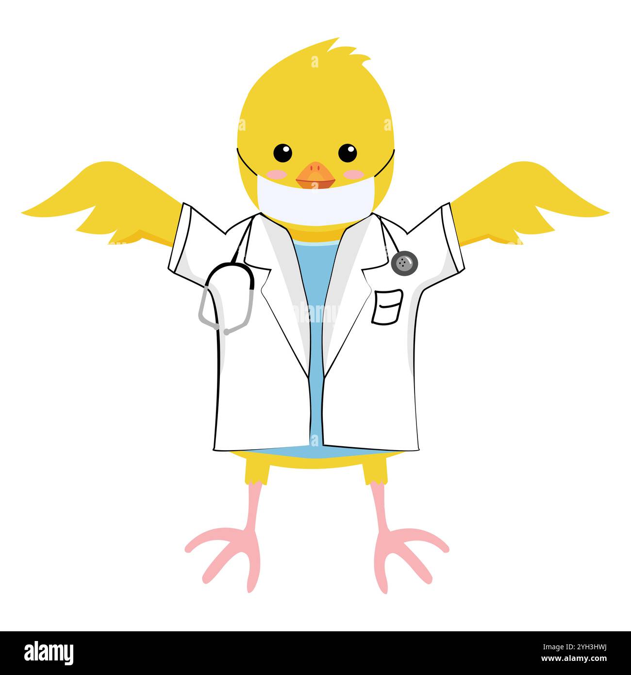 Cartoon chicken funny character for kids design dressed as a doctor ...