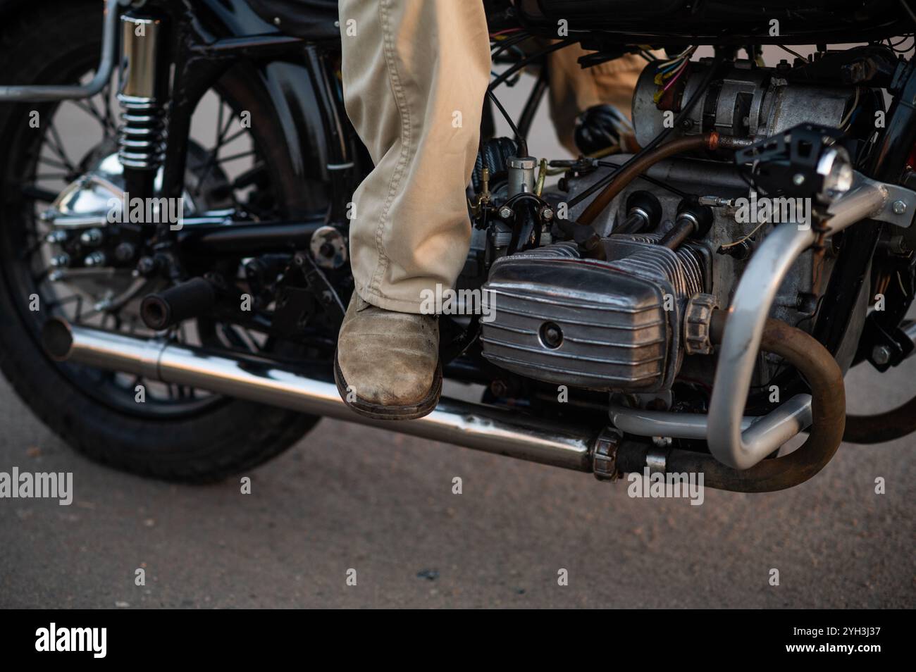 the internal combustion engine of a motorcycle. close-up Stock Photo ...