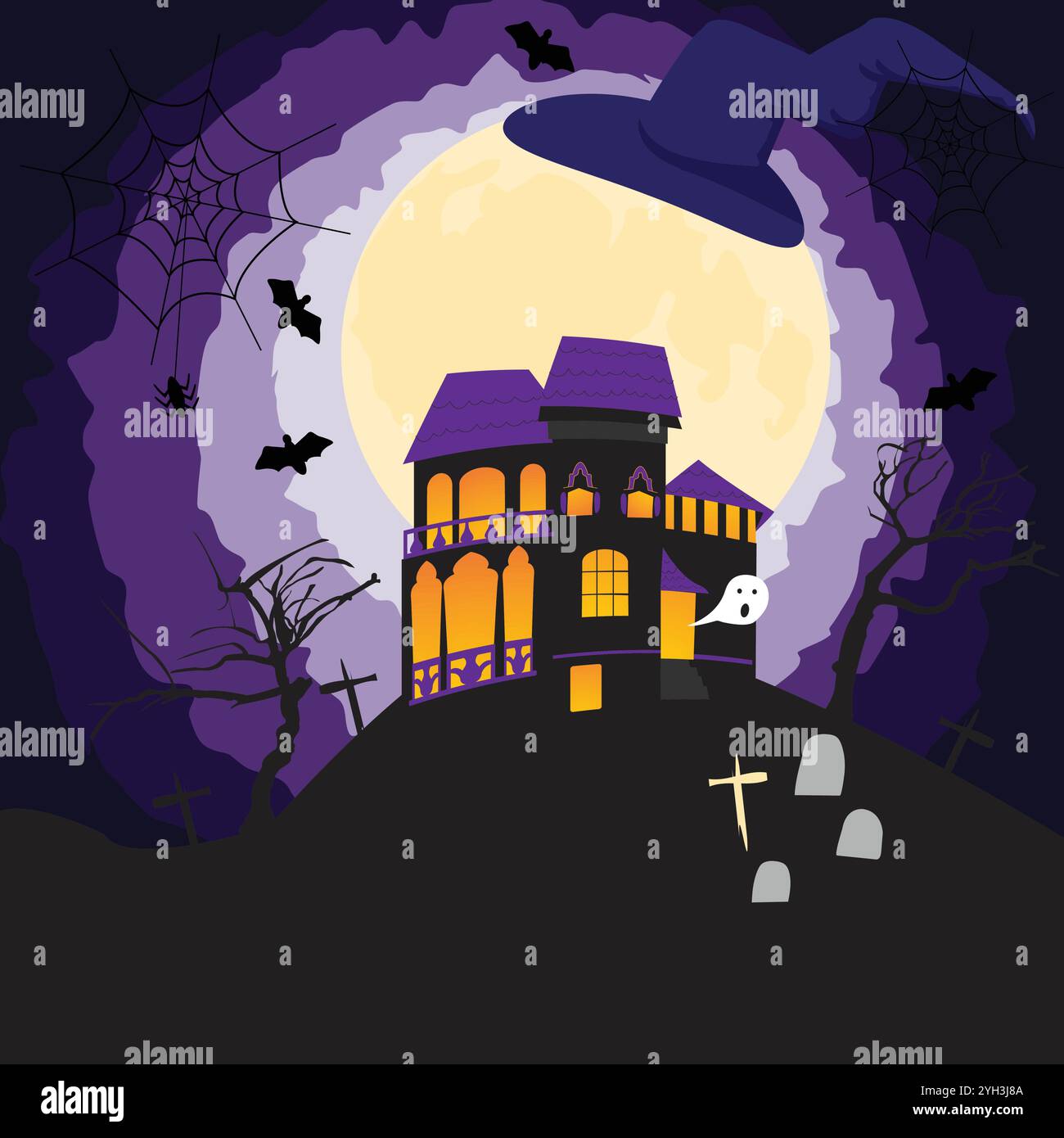 Terrible spooky Halloween house background; Halloween night background ...