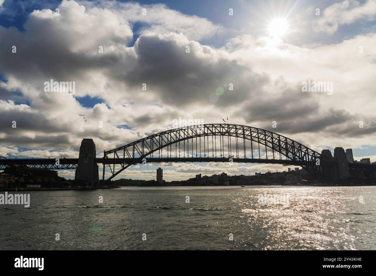 Picturesque view on Sydney Harbor Bridge. The bridge was opened in 1932 ...