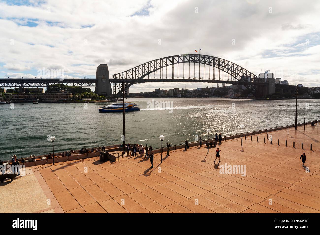 Picturesque view on Sydney Harbor Bridge. The bridge was opened in 1932 ...