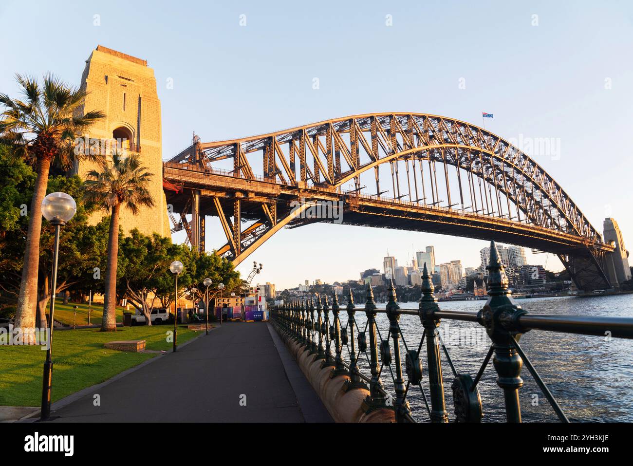 Picturesque view on Sydney Harbor Bridge. The bridge was opened in 1932 ...