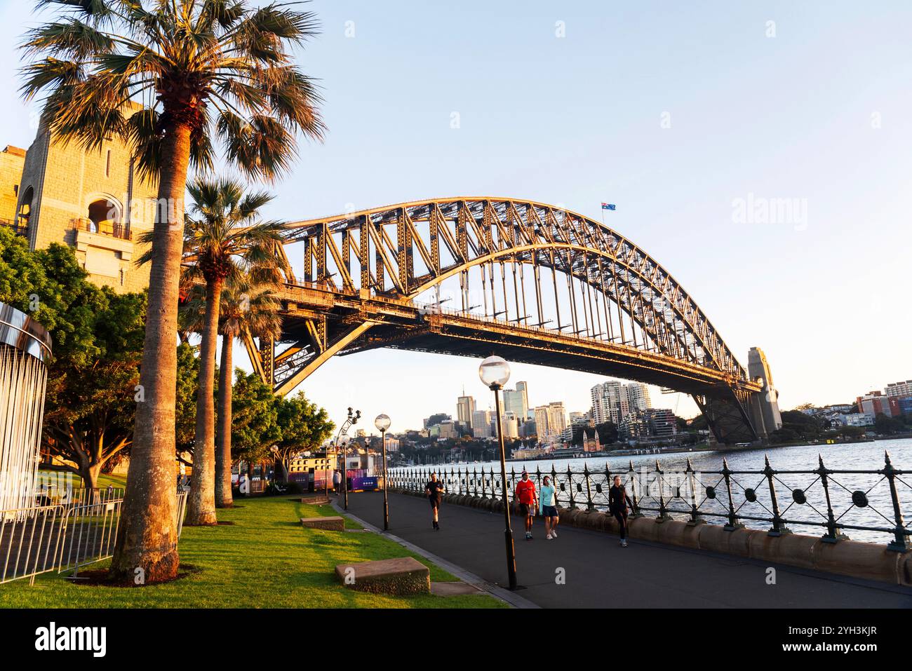 Picturesque view on Sydney Harbor Bridge. The bridge was opened in 1932 ...