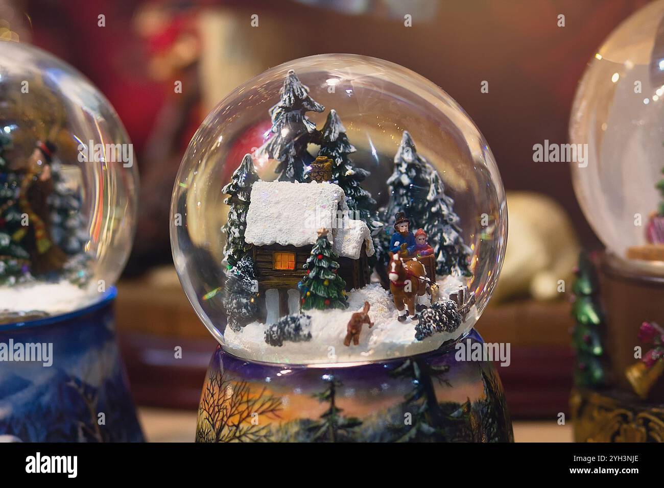 Christmas snow ball for sale on a Christmas market. Christmas and New ...