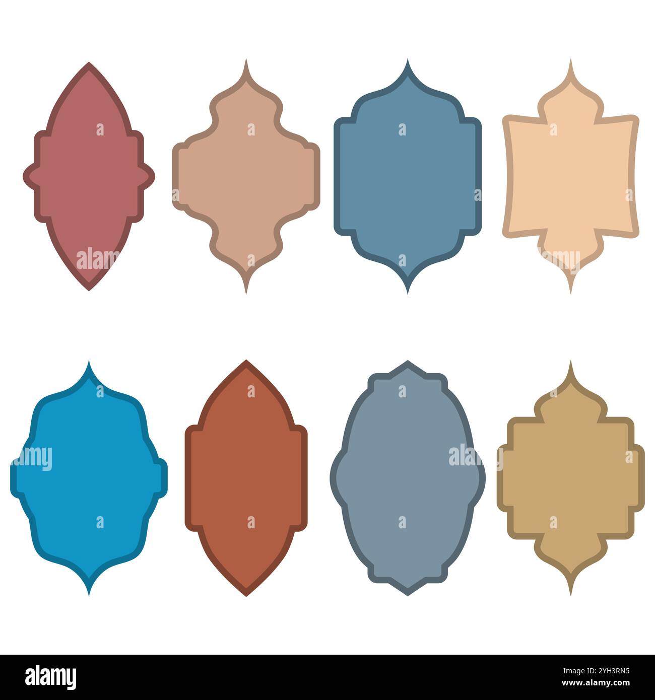 Raster arabic windows. Oriental style Islamic windows and arches with ...