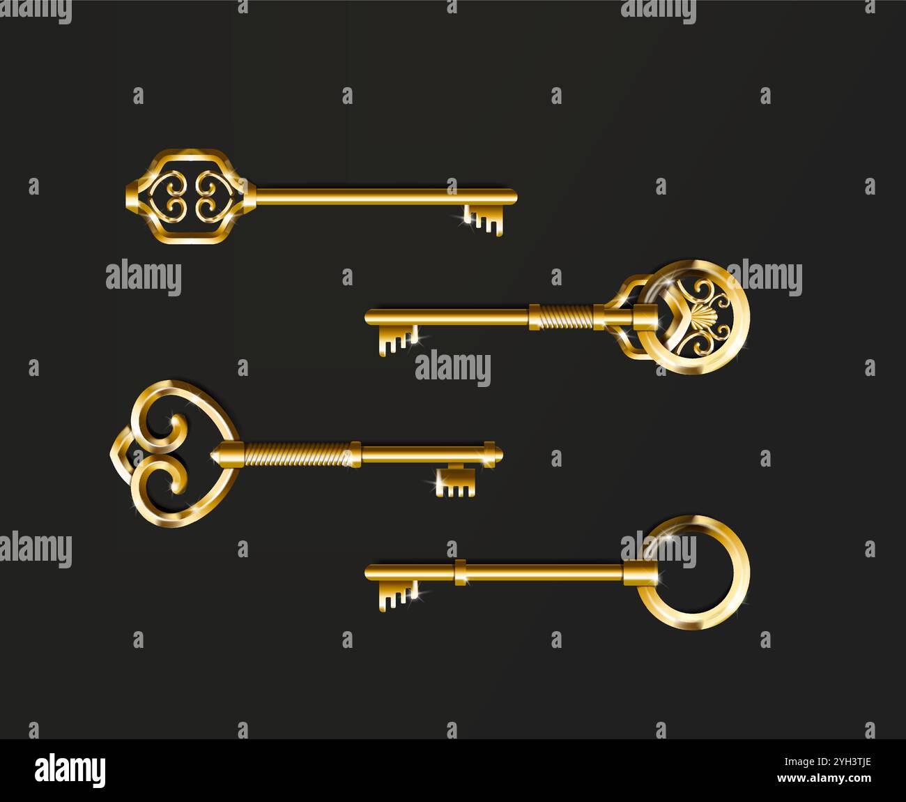 Old golden keys. Vintage keys Stock Vector Image & Art - Alamy