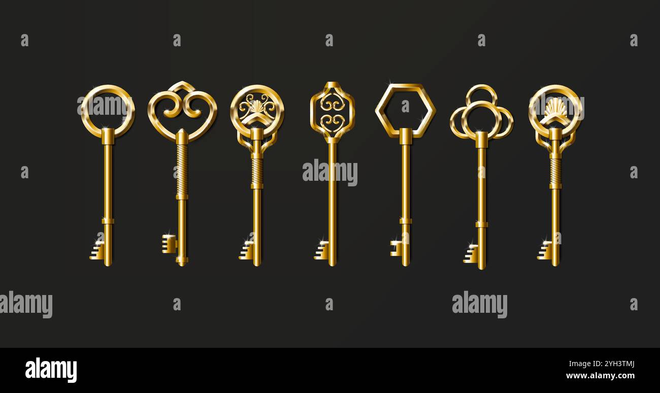 Set of golden vintage old keys Stock Vector Image & Art - Alamy