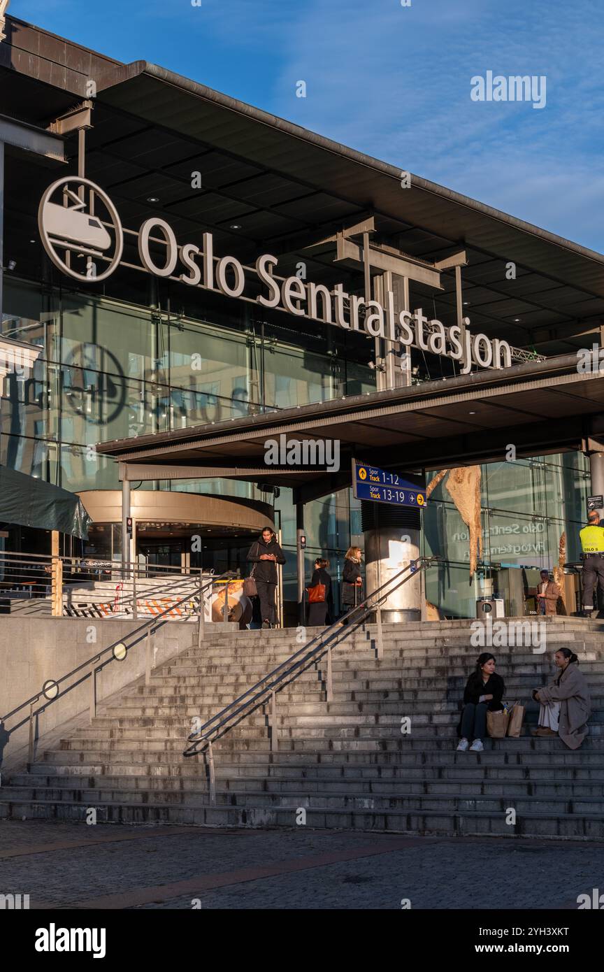 Oslo Central mainline passenger railway station in Oslo, Norway. It is ...