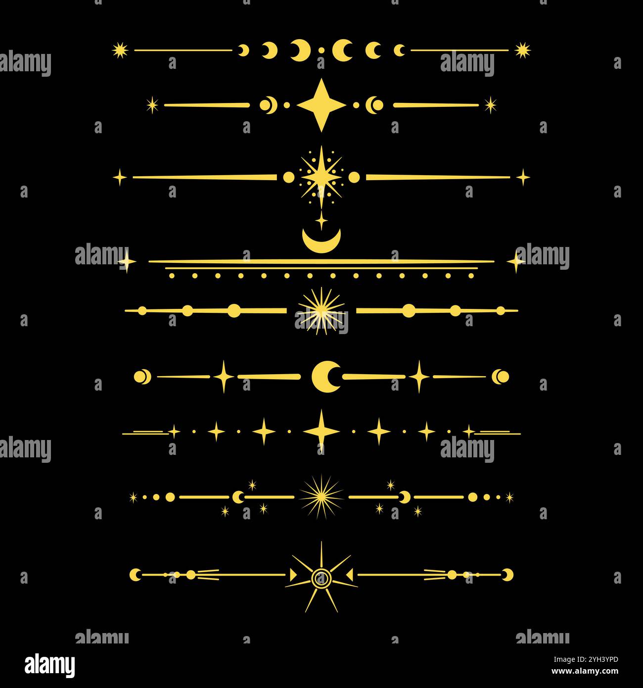 celestial divider border set cartoon vector illustration Stock Vector ...