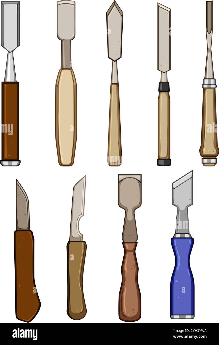 chisel carving set cartoon vector illustration Stock Vector Image & Art ...