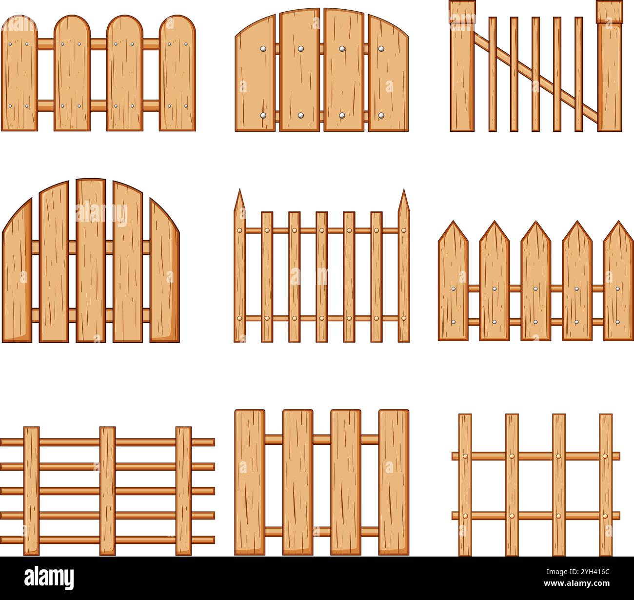 fence wood set cartoon vector illustration Stock Vector Image & Art - Alamy