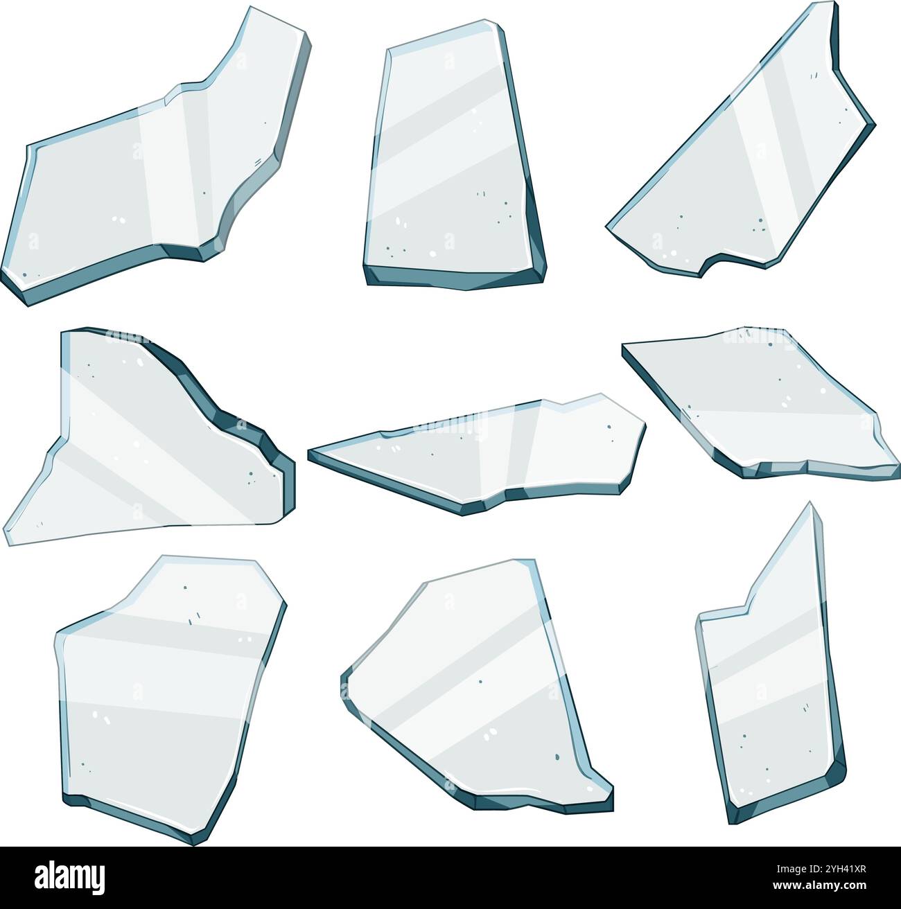 glass broken shard set cartoon vector illustration Stock Vector Image ...