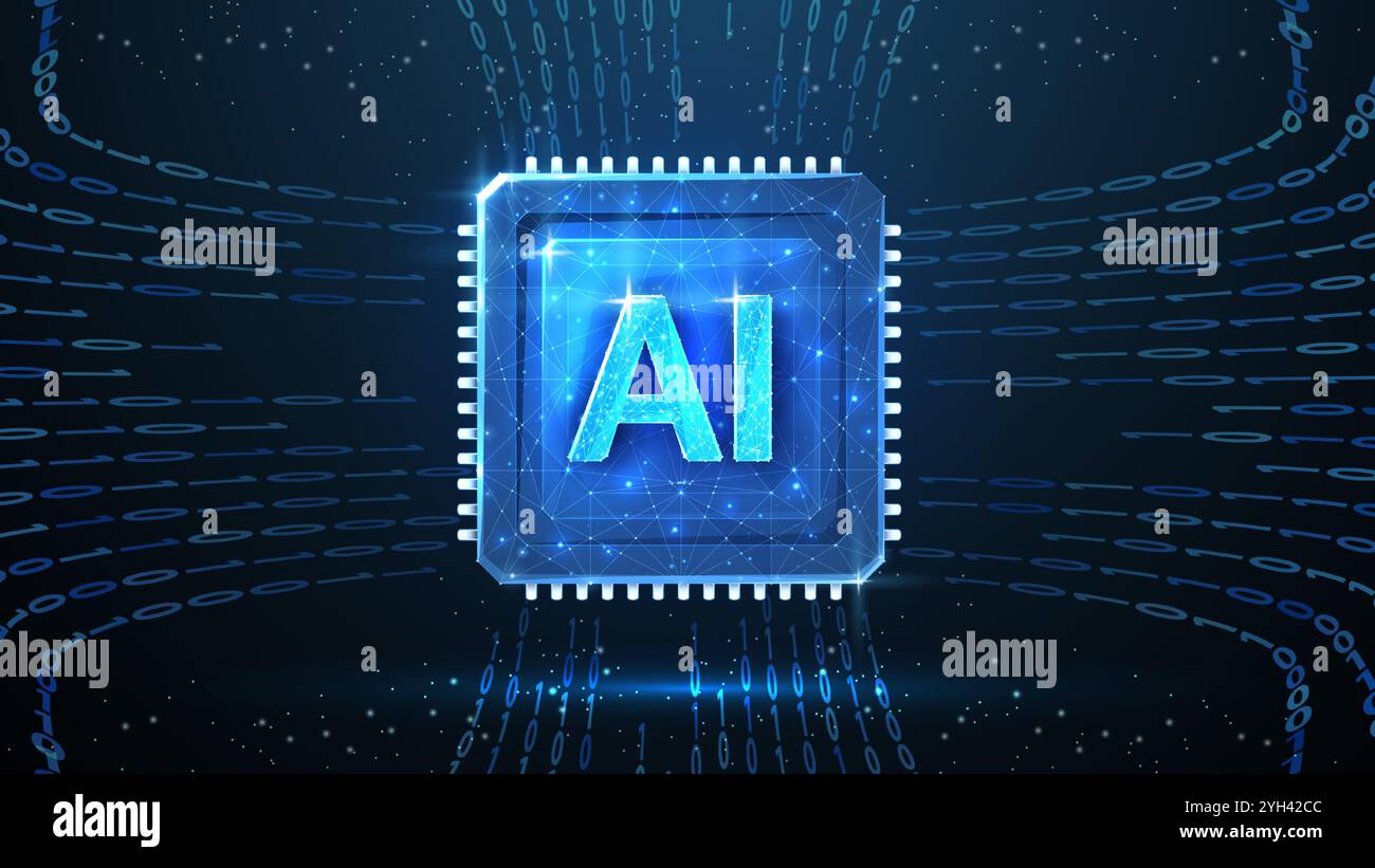 AI letters on chip. AI technology, robot core, electric line Stock ...