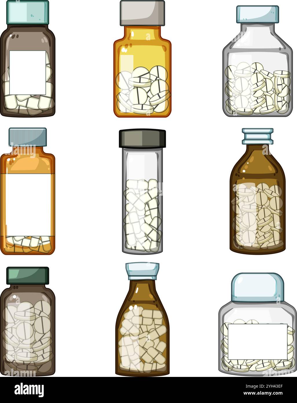 pill bottle set cartoon vector illustration Stock Vector Image & Art ...