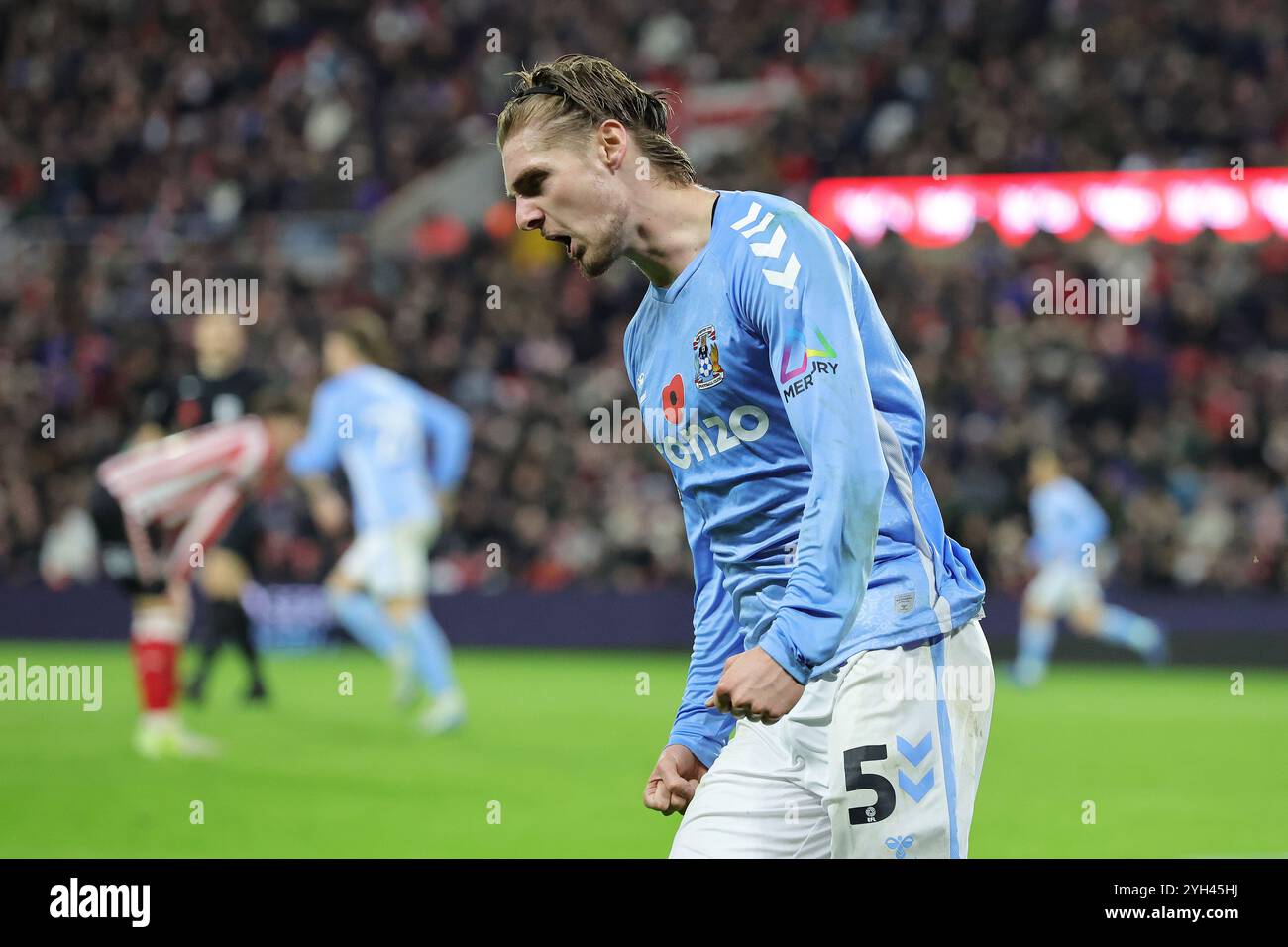 Coventry City's Jack Rudoni celebrates scoring their side's second goal ...