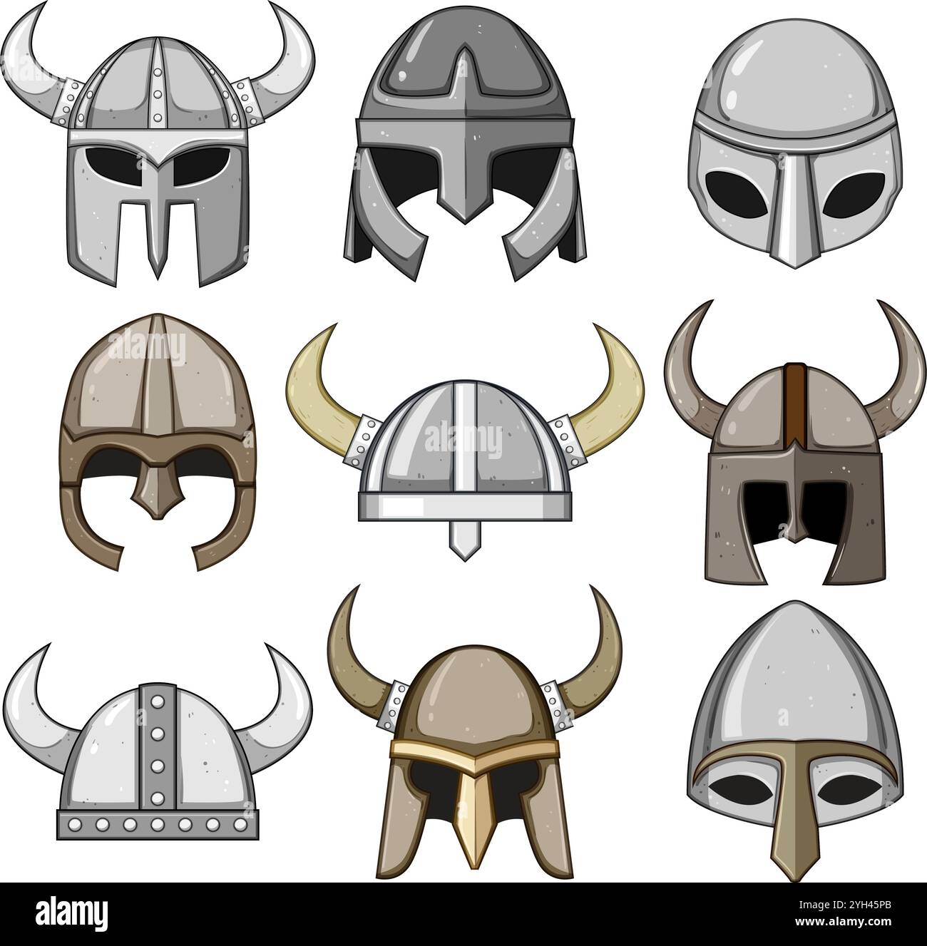 viking helmet set cartoon vector illustration Stock Vector Image & Art ...