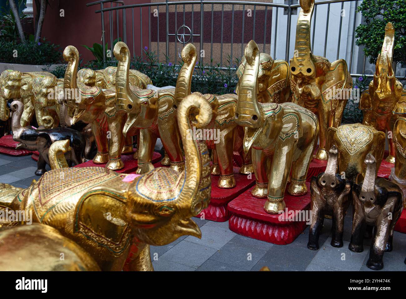 BANGKOK, THAILAND November 9, 2024 - Elephant statue. People bring ...