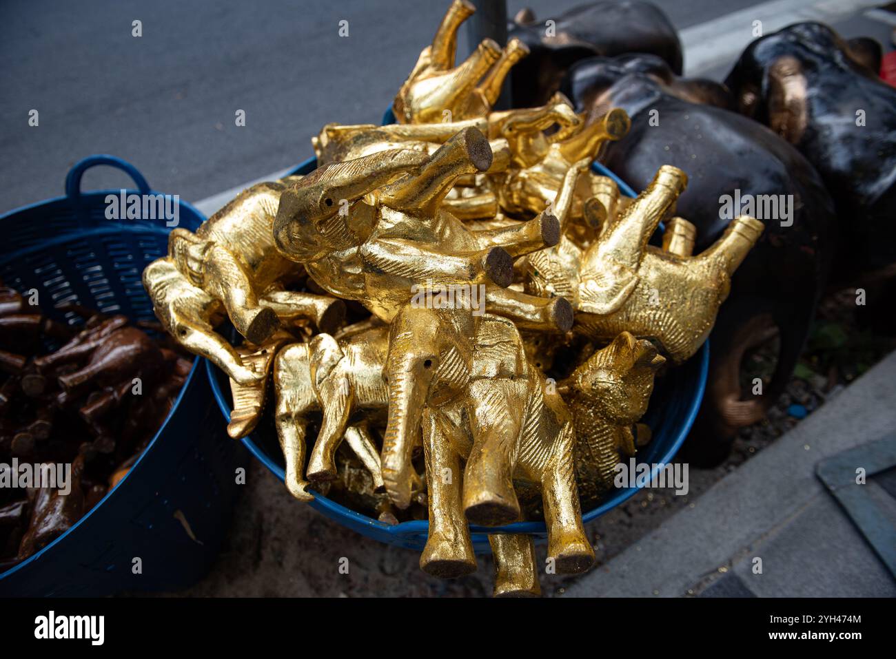 BANGKOK, THAILAND November 9, 2024 - Elephant statue. People bring ...
