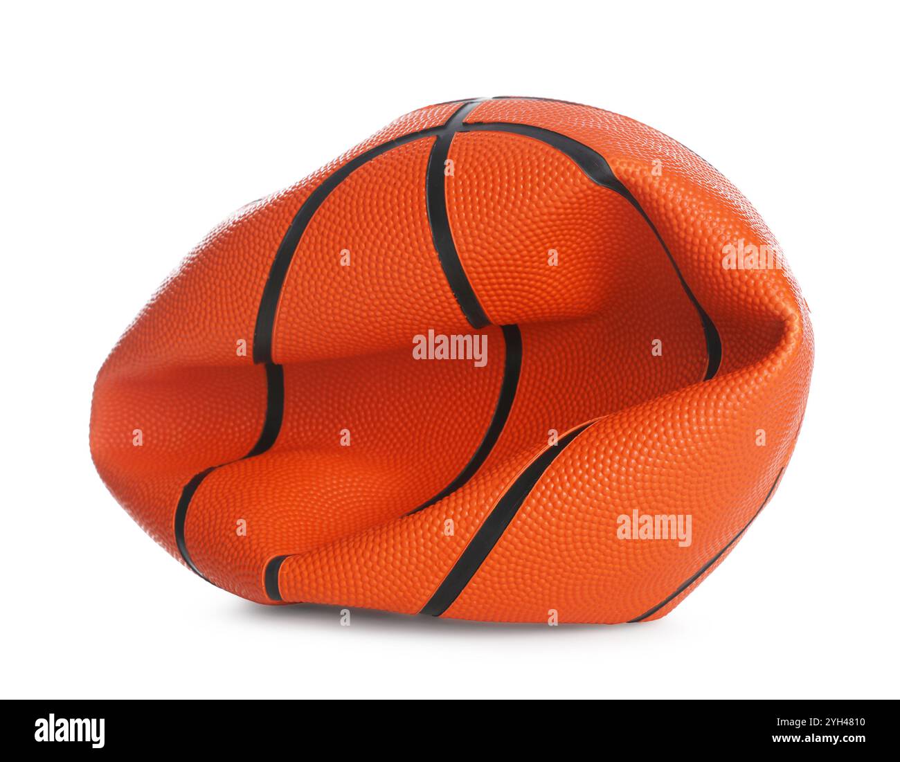 One deflated basketball ball isolated on white Stock Photo - Alamy